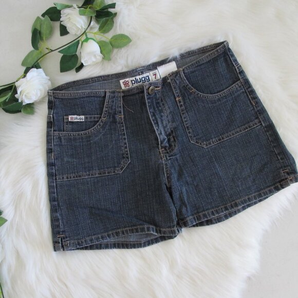Plugg | Shorts | Plugg Y2k Dark Wash Pocket Denim Shorts With Stretch ...